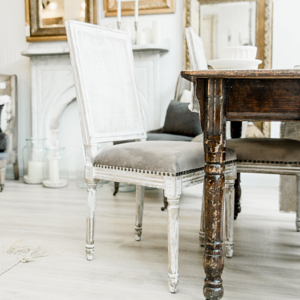 Velvet Whitewashed Chair – Cottonwood Shanty